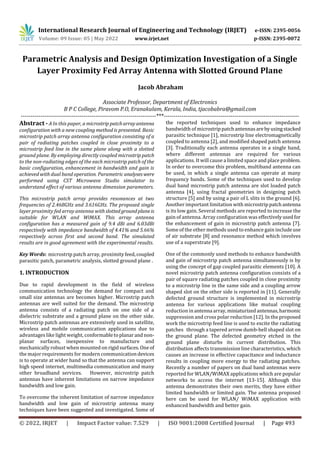 Parametric Analysis and Design Optimization Investigation of a Single Layer Proximity Fed Array ...