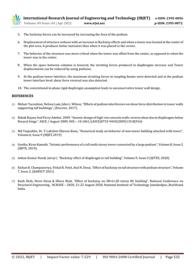 Effect of Backstay on Tall Structures with Podium | PDF | Civil ...