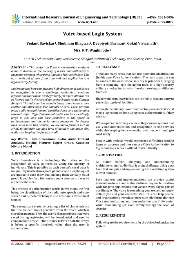 Voice-based Login System | PDF | Digital Audio | Computer Software and Applications