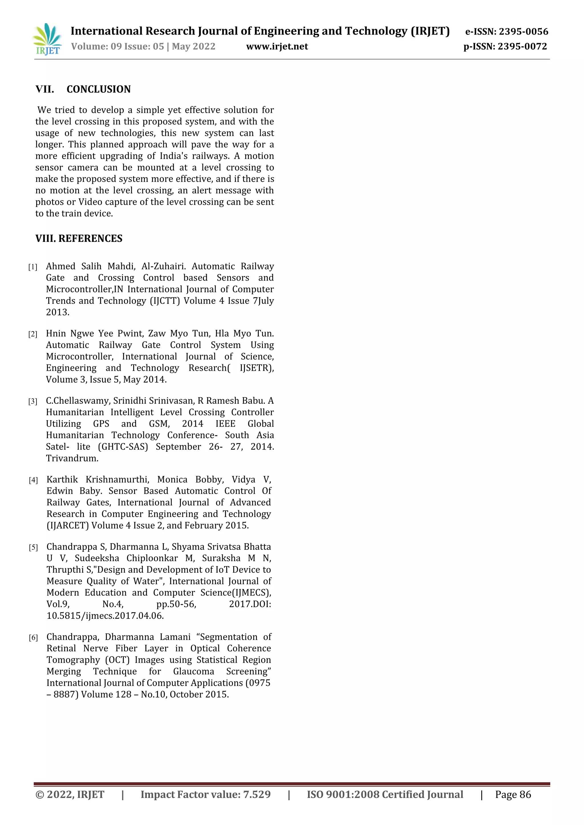 Automation of Railway Gate and Road traffic using Internet of Things (IoT) | PDF