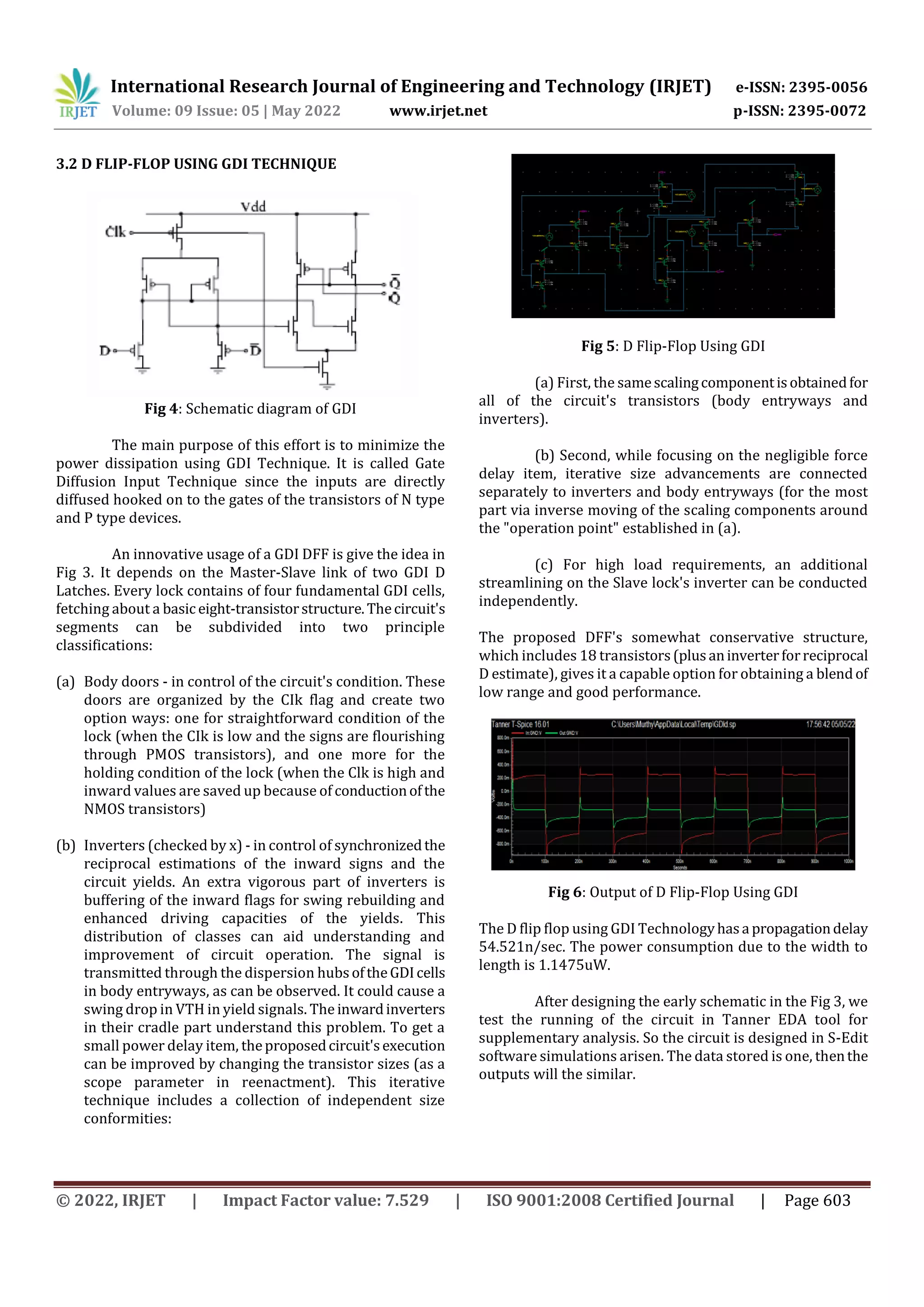 PERFORMANCE ANALYSIS OF D-FLIP FLOP USING CMOS, GDI, DSTC TECHNIQUES | PDF