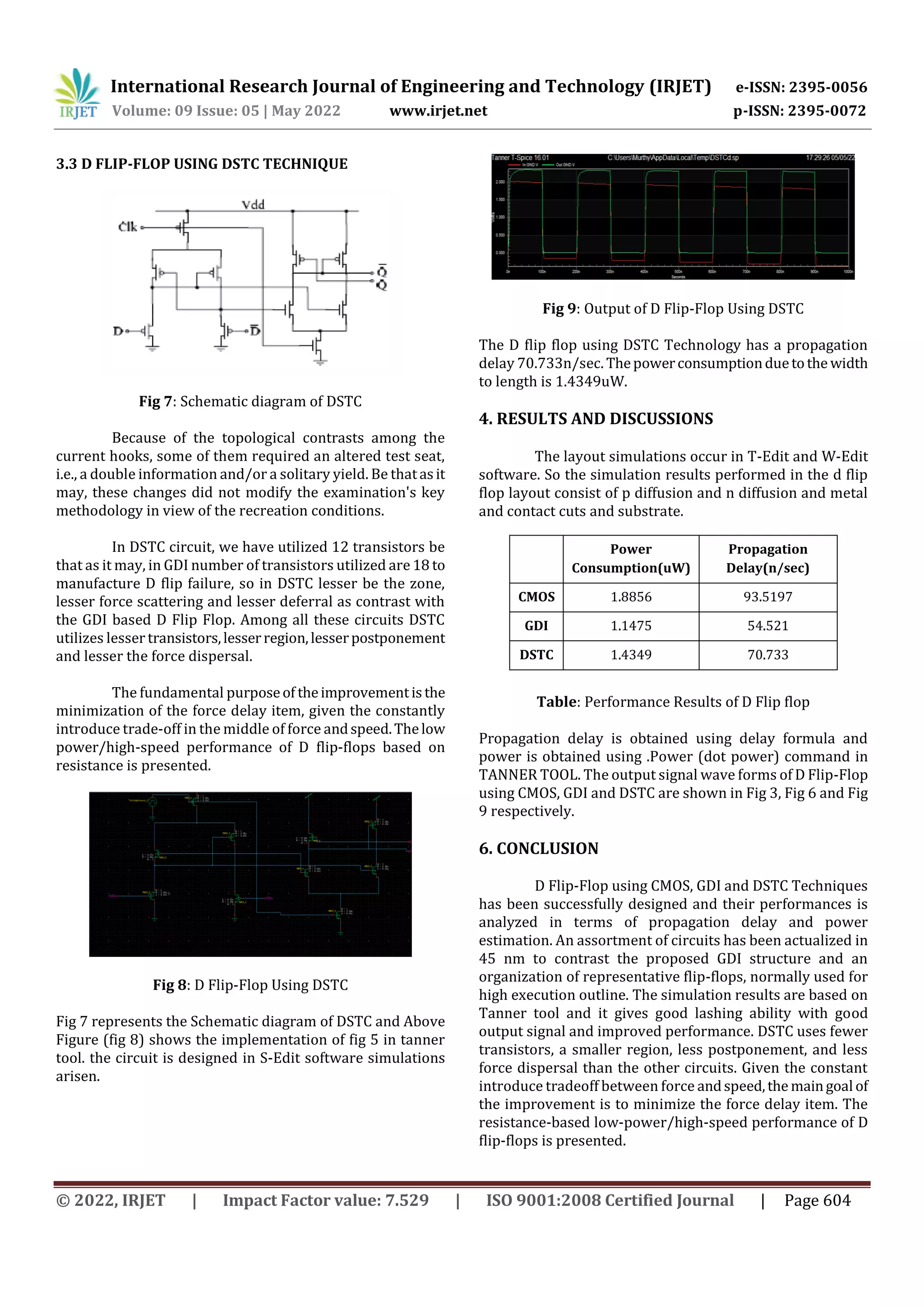 PERFORMANCE ANALYSIS OF D-FLIP FLOP USING CMOS, GDI, DSTC TECHNIQUES | PDF