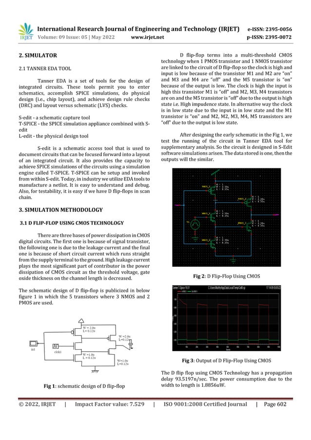 PERFORMANCE ANALYSIS OF D-FLIP FLOP USING CMOS, GDI, DSTC TECHNIQUES | PDF | Consumer ...