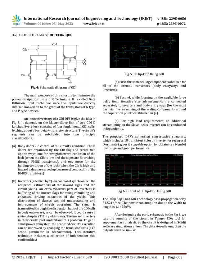 PERFORMANCE ANALYSIS OF D-FLIP FLOP USING CMOS, GDI, DSTC TECHNIQUES | PDF | Consumer ...