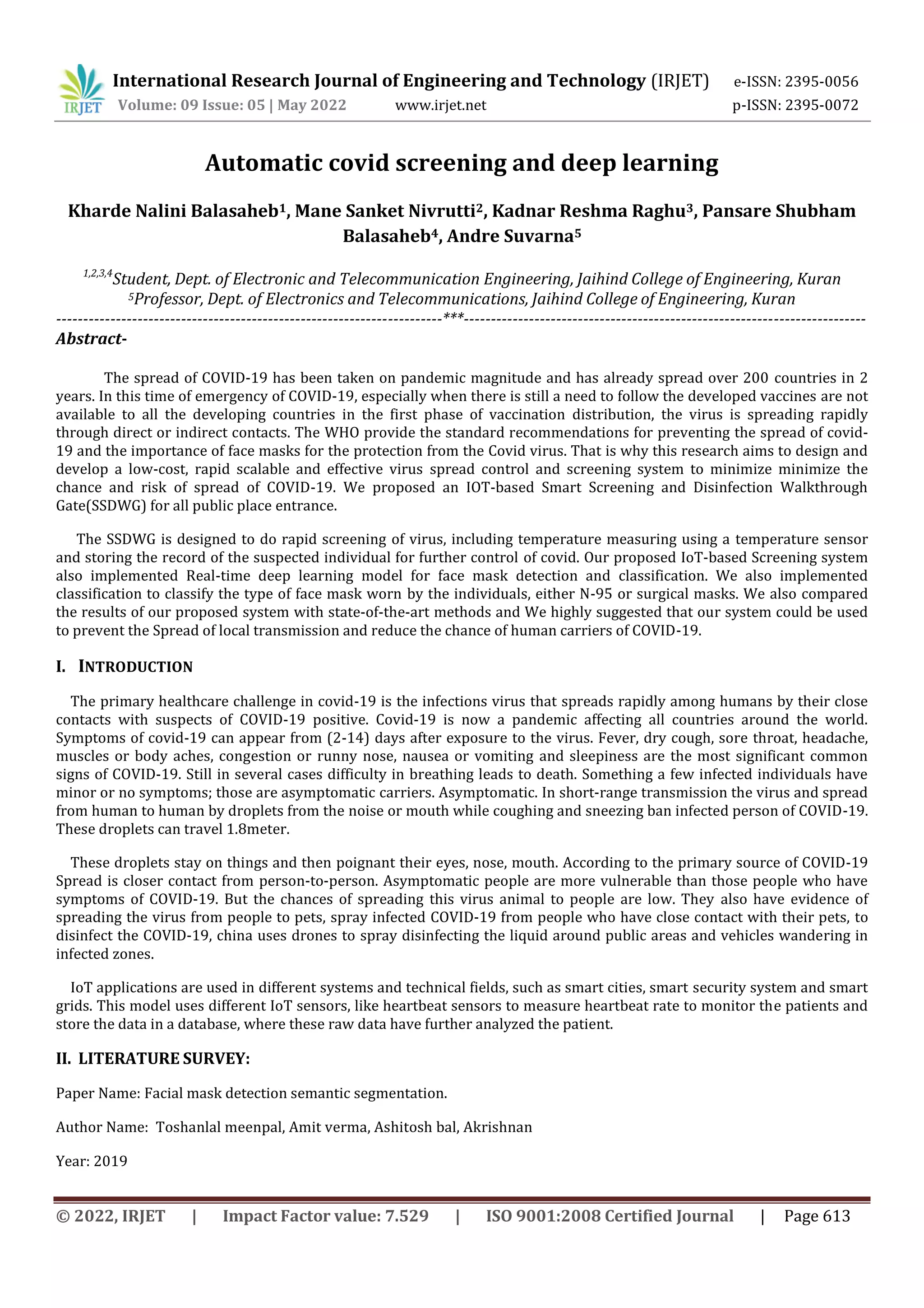 Automatic covid screening and deep learning | PDF