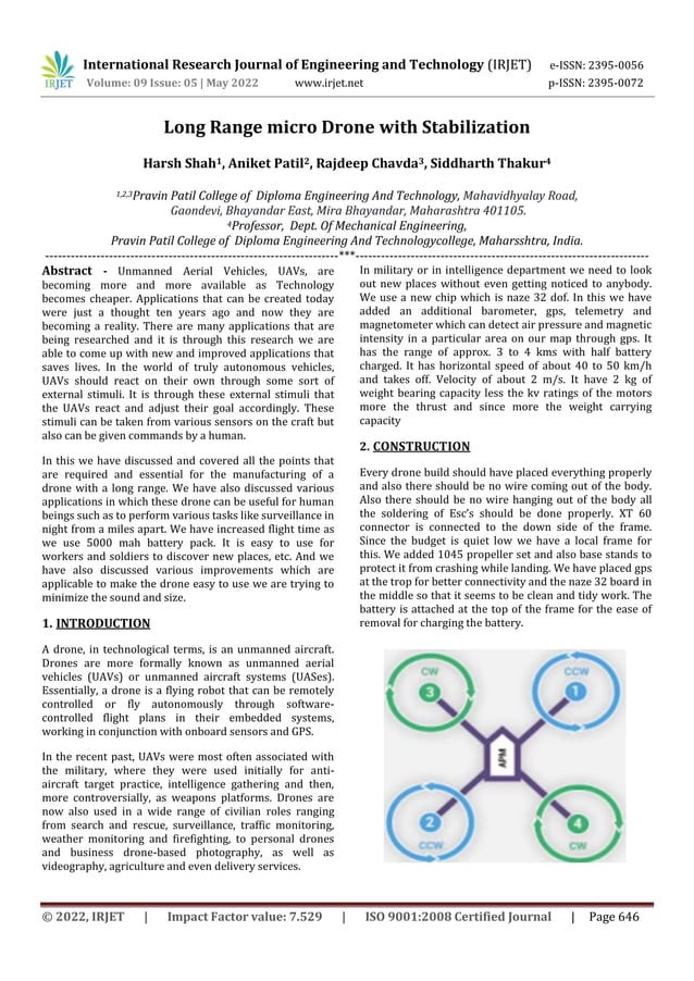 Long Range micro Drone with Stabilization | PDF