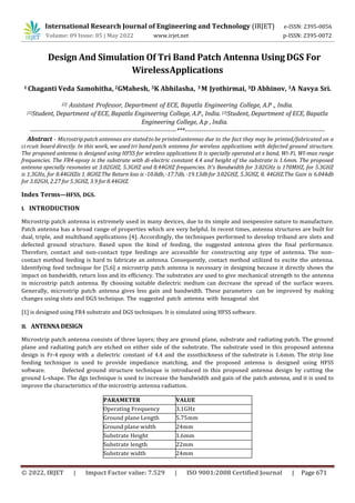 Design And Simulation Of Tri Band Patch Antenna Using DGS For Wireless ...