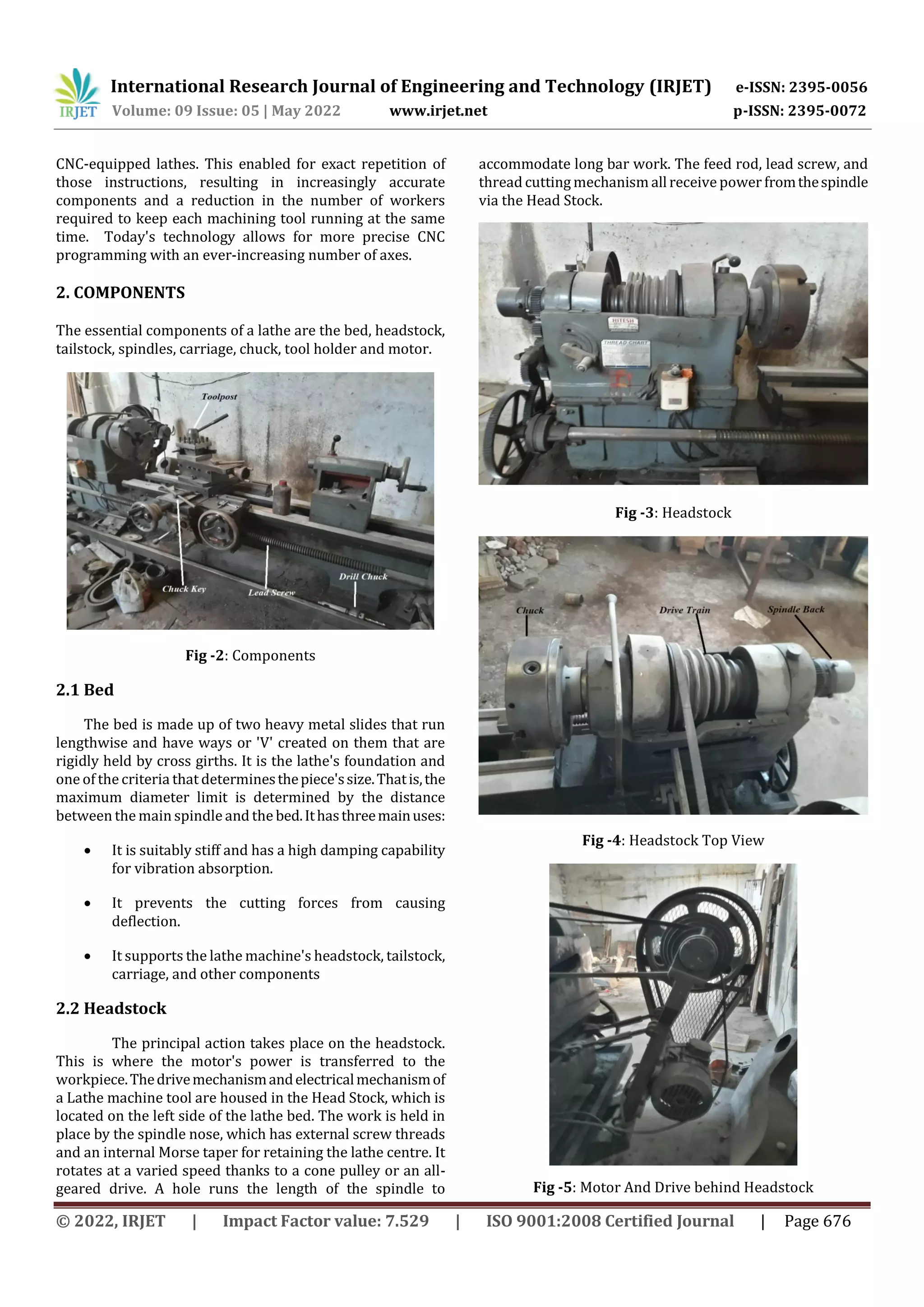 Review Paper on Lathe Machine Components and It’s Application | PDF
