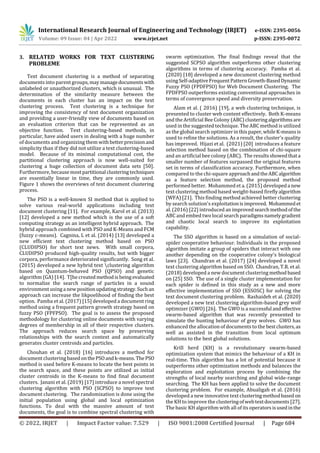 Reviews on swarm intelligence algorithms for text document clustering | PDF