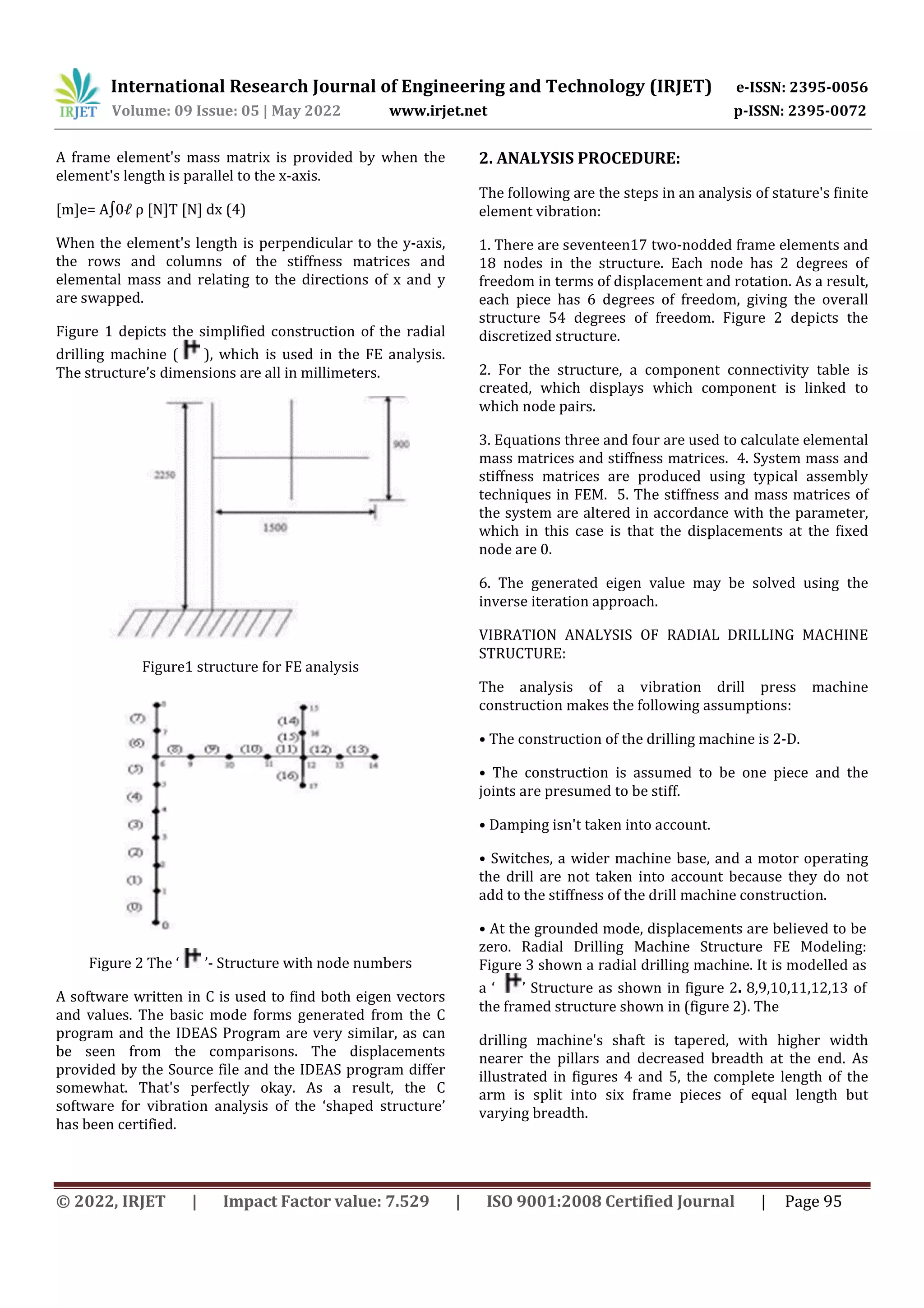 Analysis of Vibration of Radial Drilling Machine Structure Using Finite Element Method. | PDF