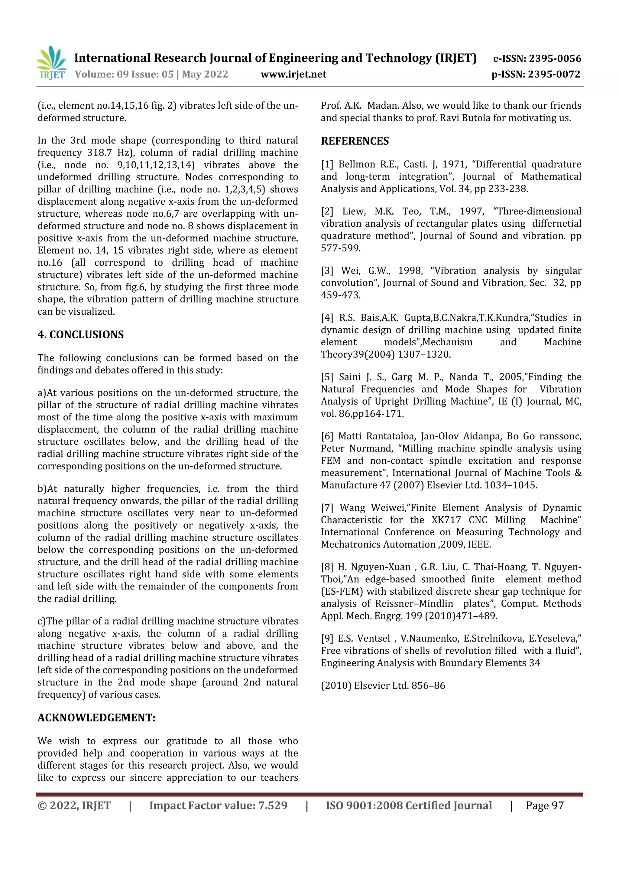Analysis of Vibration of Radial Drilling Machine Structure Using Finite Element Method. | PDF