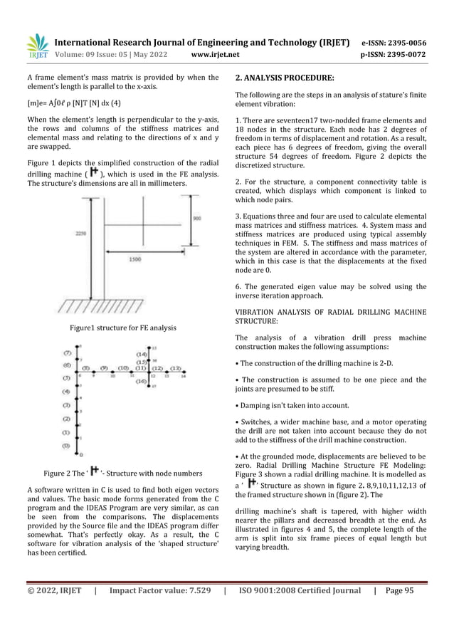 Analysis of Vibration of Radial Drilling Machine Structure Using Finite Element Method. | PDF