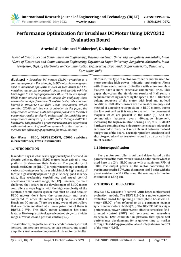 Performance Optimization for Brushless DC Motor Using DRV8312 Evaluation Board | PDF