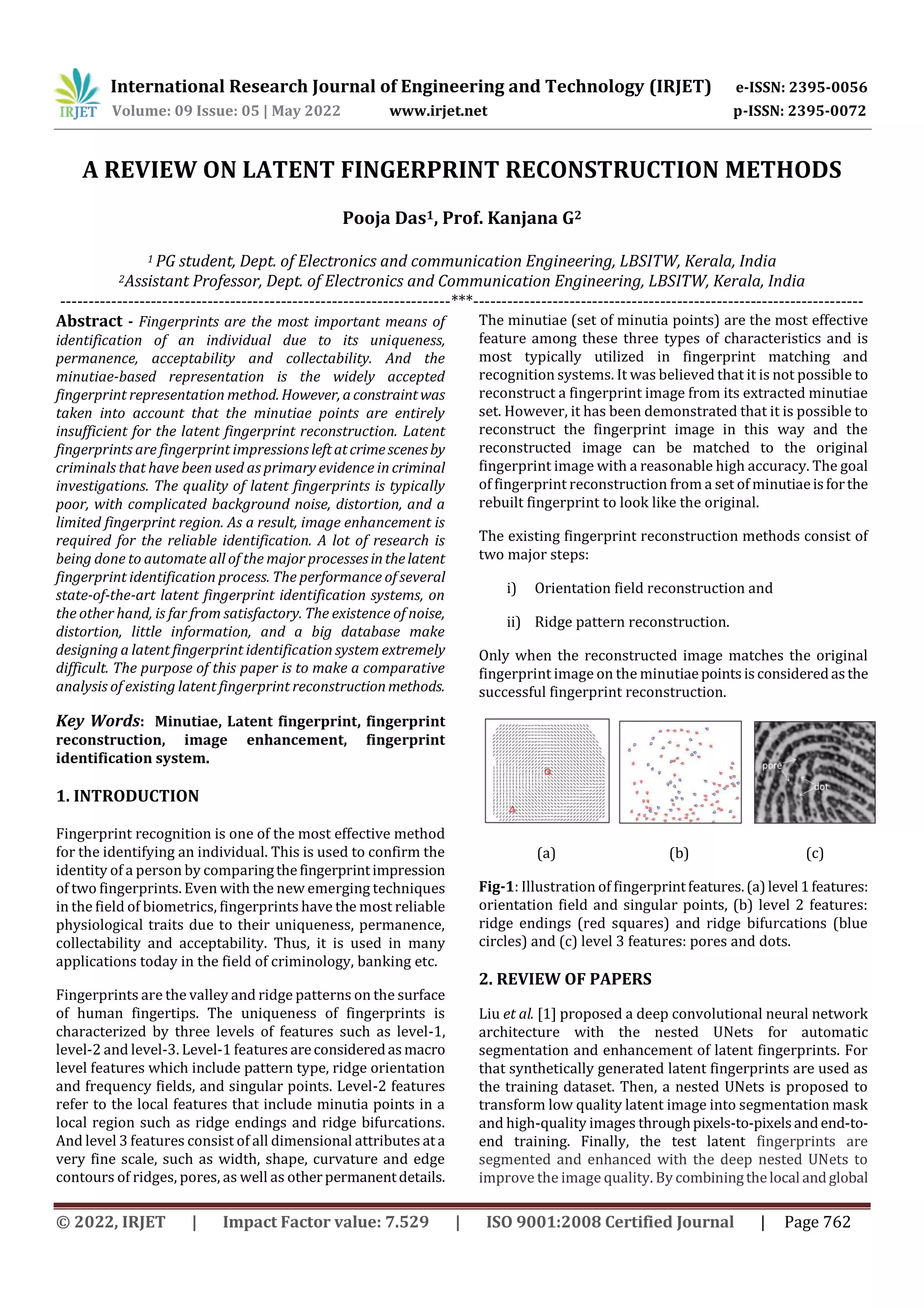 A Review On Latent Fingerprint Reconstruction Methods Pdf