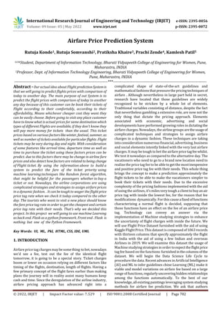 Airfare Price Prediction System | PDF | Web Development | Internet