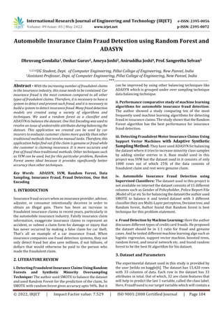 Automobile Insurance Claim Fraud Detection using Random Forest and ...