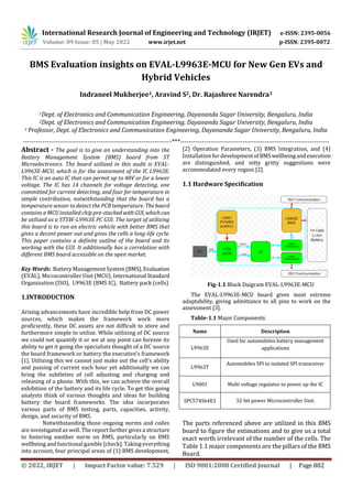 BMS Evaluation insights on EVAL-L9963E-MCU for New Gen EVs and Hybrid Vehicles | PDF