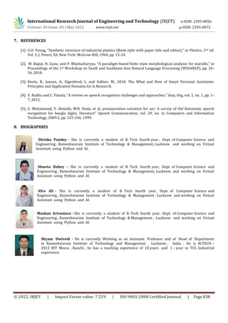 Voice Assistant Using Python and AI | PDF