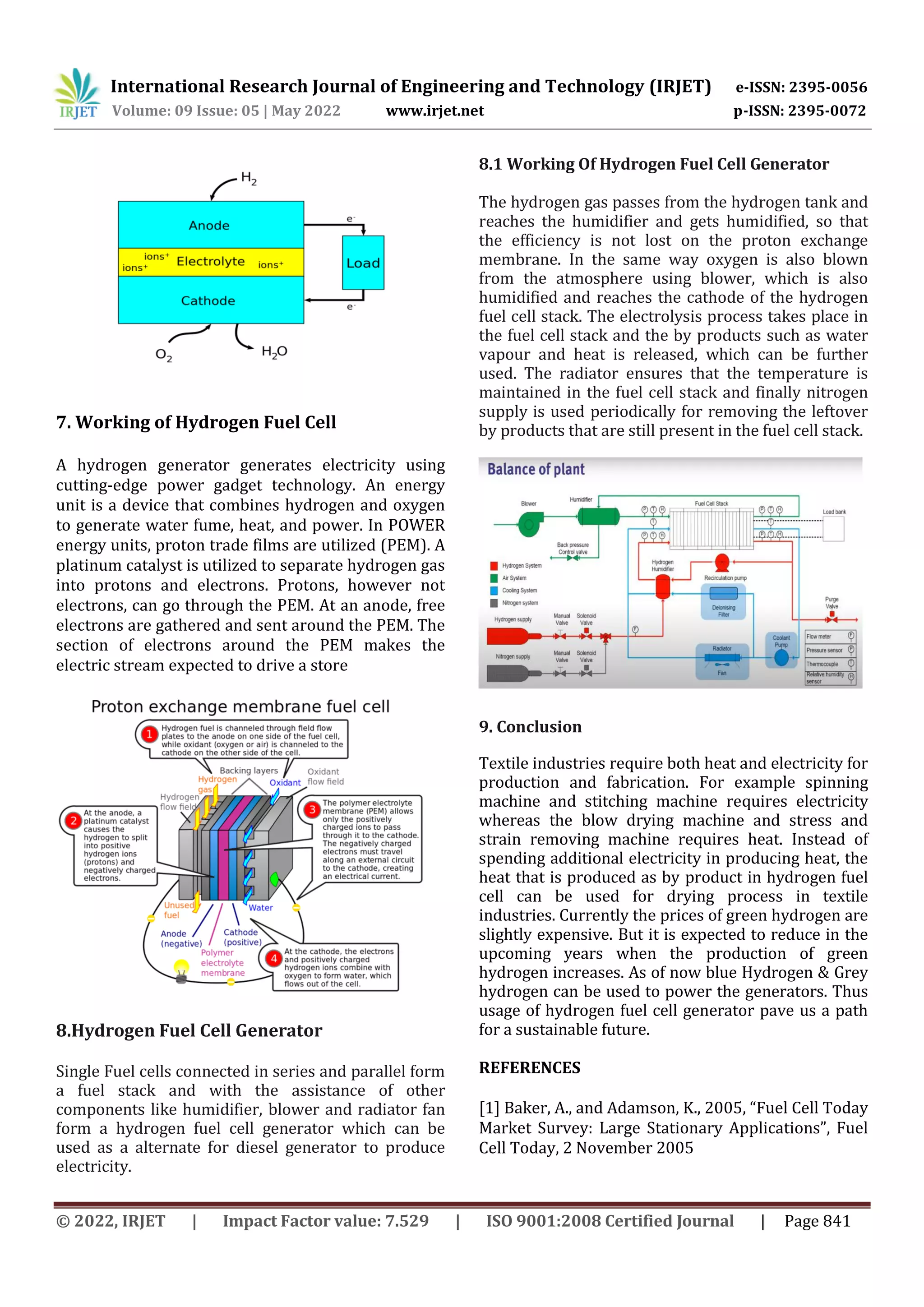 Introduction of Hydrogen Fuel Cell Generator in Textile Industries | PDF