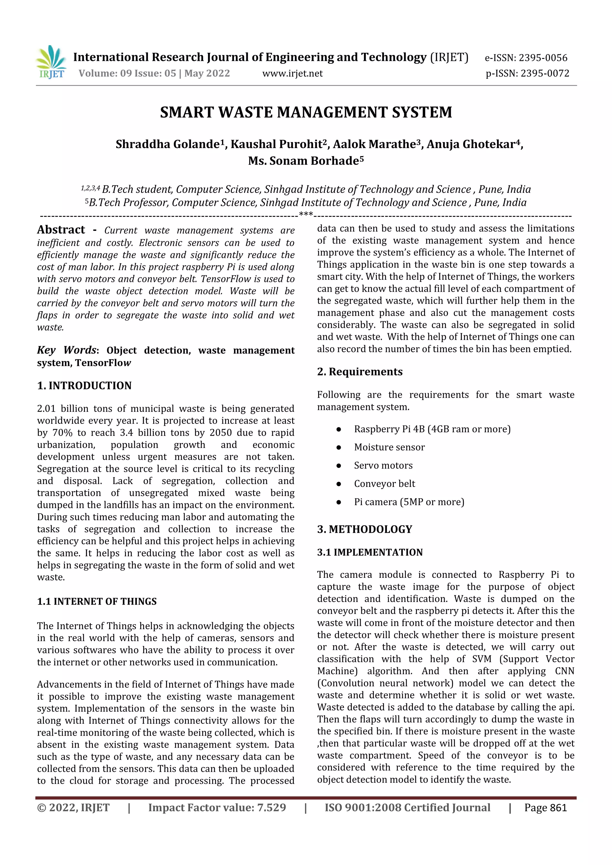 SMART WASTE MANAGEMENT SYSTEM | PDF