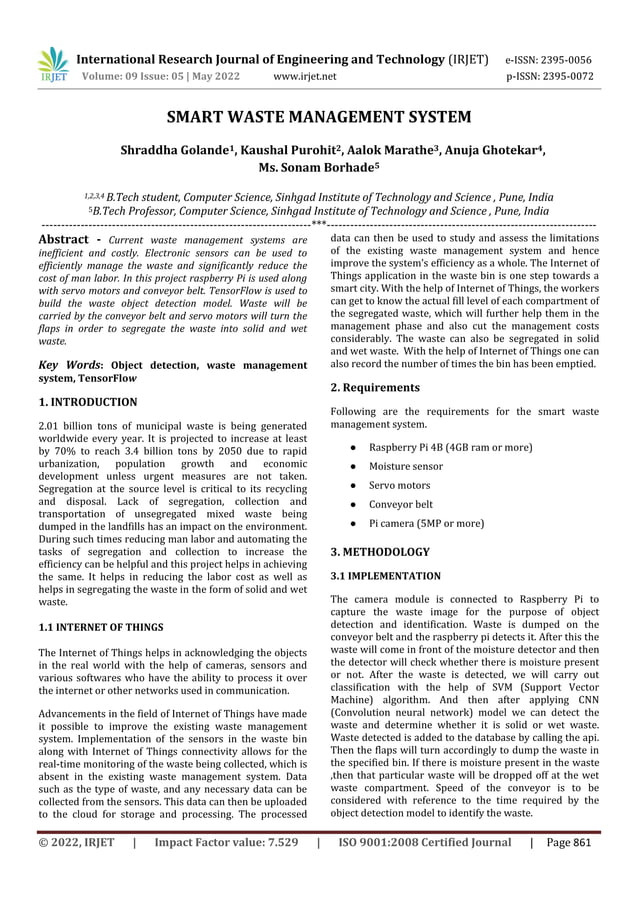 SMART WASTE MANAGEMENT SYSTEM | PDF