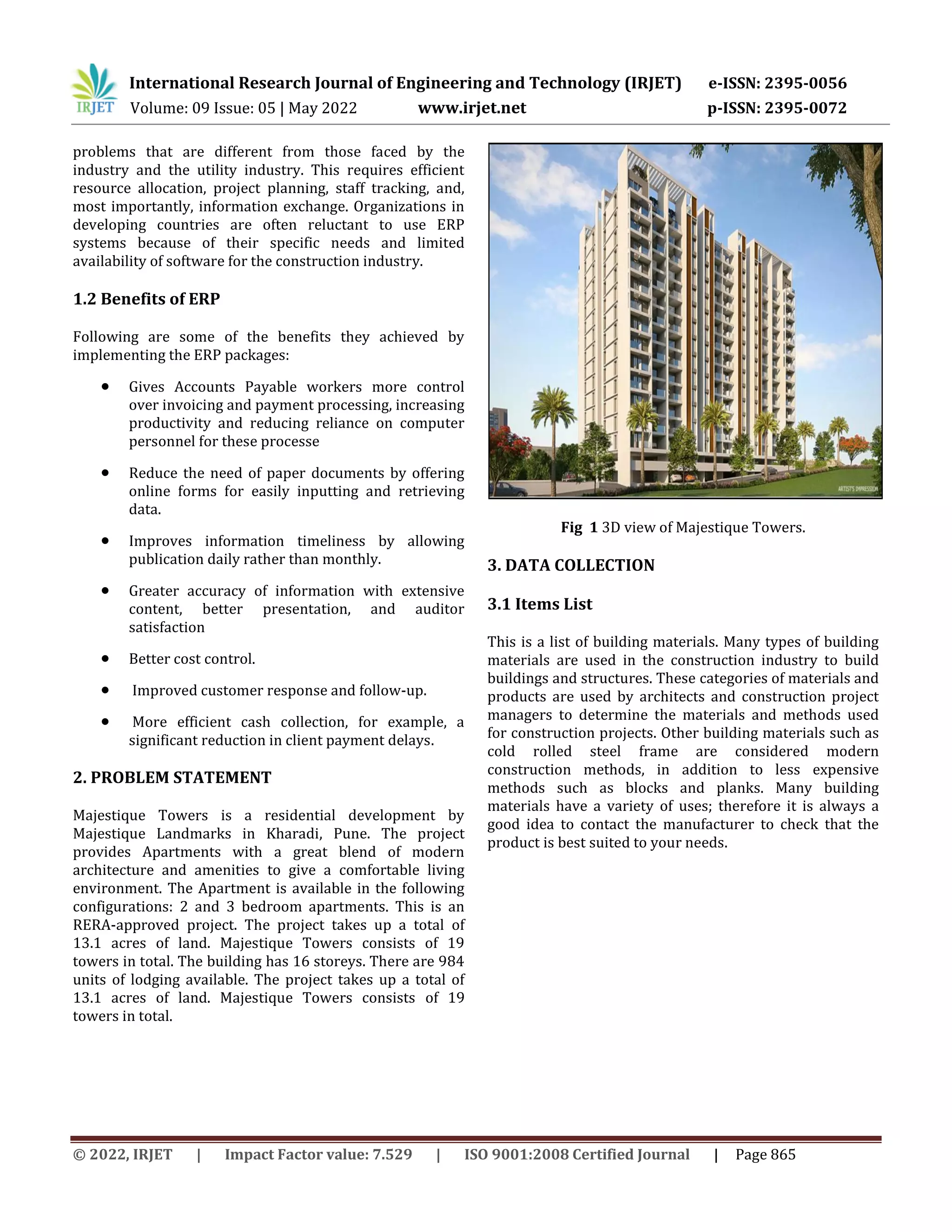 To Study Effective Implementation of ERP System and Its Applicability to Multi-storeyed ...