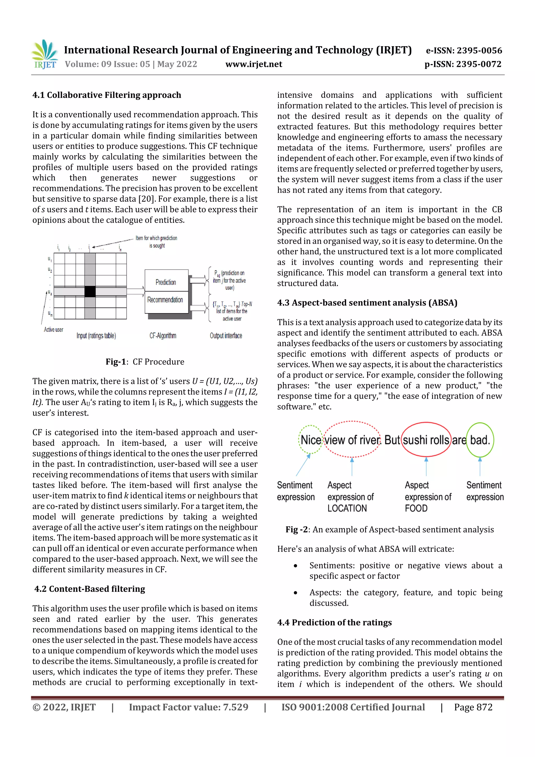 Tourism Based Hybrid Recommendation System Pdf Computer Software And Applications Computing