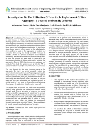 Investigation On The Utilization Of Laterite As Replacement Of Fine ...
