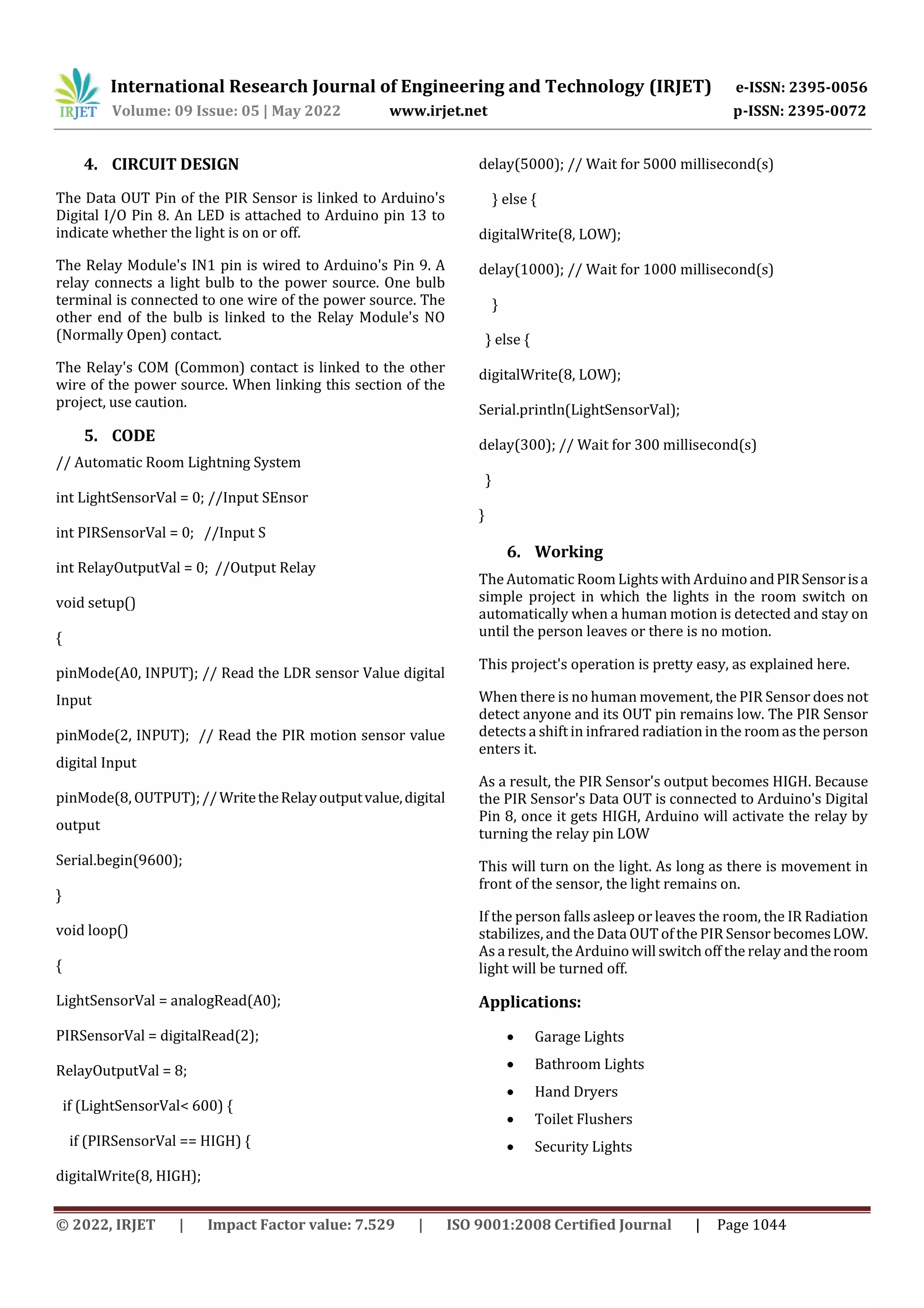 Automatic Room Lighting System | PDF