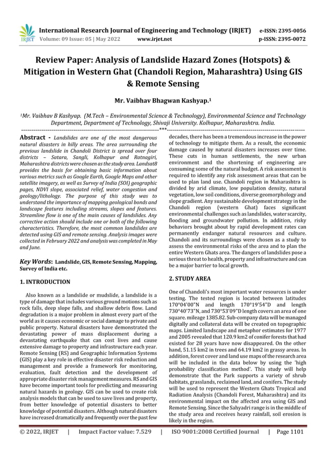 Review Paper: Analysis of Landslide Hazard Zones (Hotspots) & Mitigation in Western Ghat ...