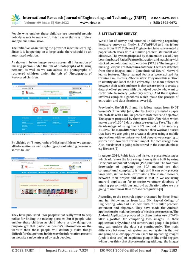 FIND MISSING PERSON USING AI (ANDROID APPLICATION) | PDF