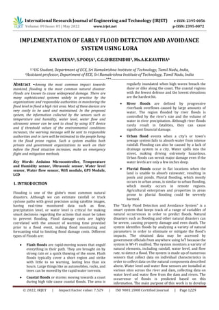 IMPLEMENTATION OF EARLY FLOOD DETECTION AND AVOIDANCE SYSTEM USING LORA ...