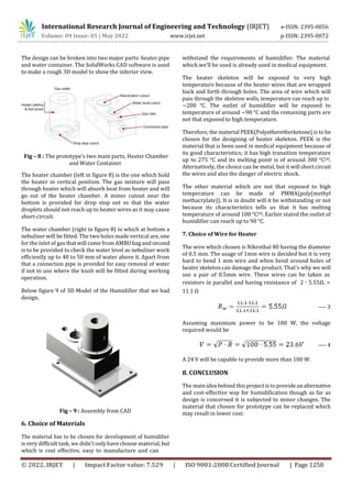 PRELIMINARY DESIGN AND DEVELOPMENT OF A MEDICAL HUMIDIFIER | PDF