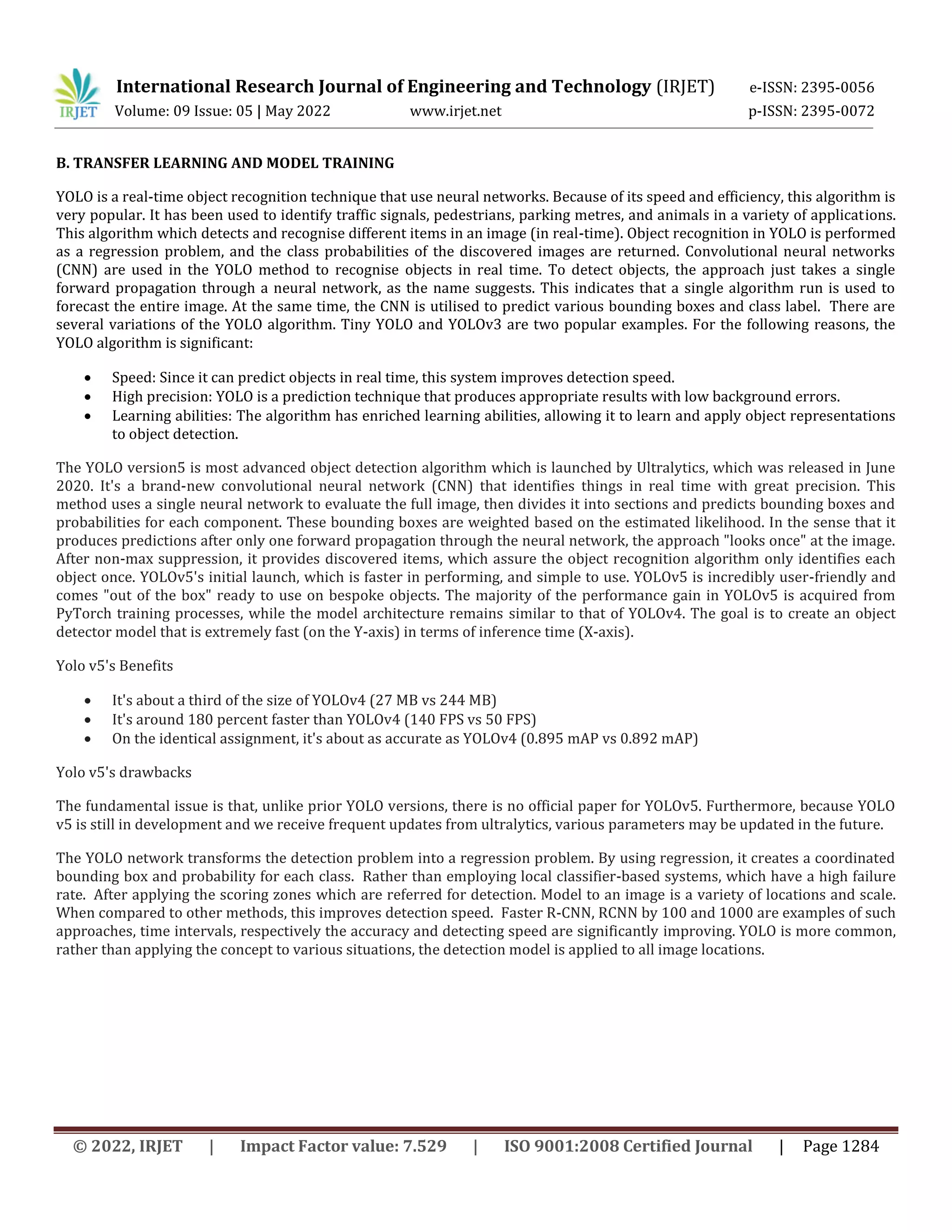 Currency Identification Device for Visually Impaired People Based on YOLO-v5 | PDF