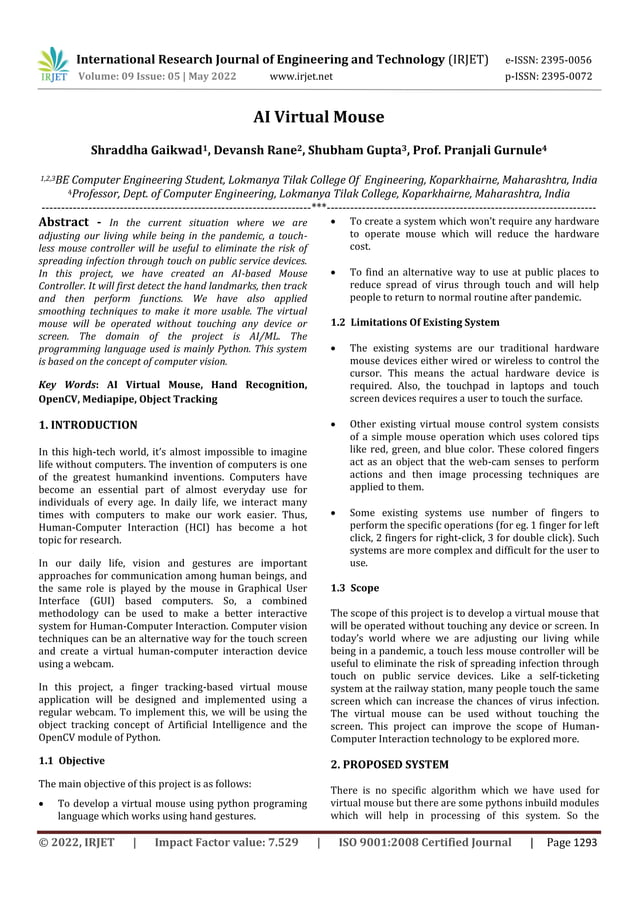 AI Virtual Mouse | PDF