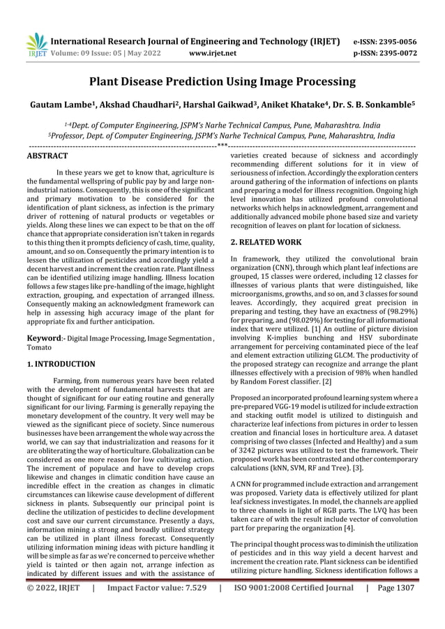 Plant Disease Prediction Using Image Processing | PDF | Agriculture ...
