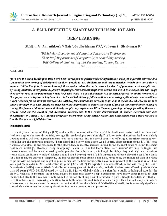 A FALL DETECTION SMART WATCH USING IOT AND DEEP LEARNING | PDF | Senior Health | Healthy Living