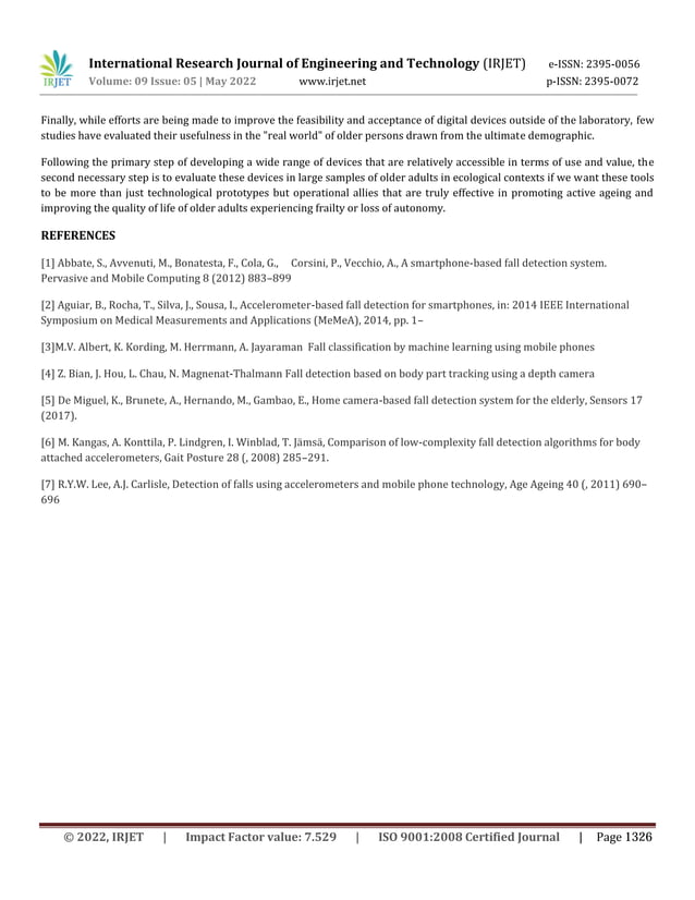 A FALL DETECTION SMART WATCH USING IOT AND DEEP LEARNING | PDF | Senior Health | Healthy Living