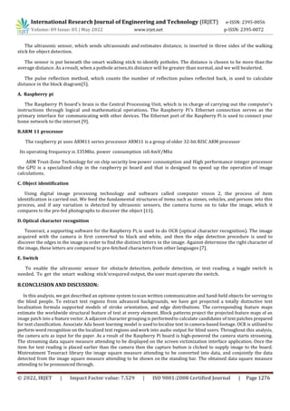 RASPBERRY PI BASED SMART WALKING STICK FOR VISUALLY IMPAIRED PERSON | PDF | Eye and Vision ...