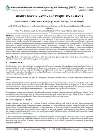 GENDER DISCRIMINATION AND INEQUALITY ANALYSIS | PDF