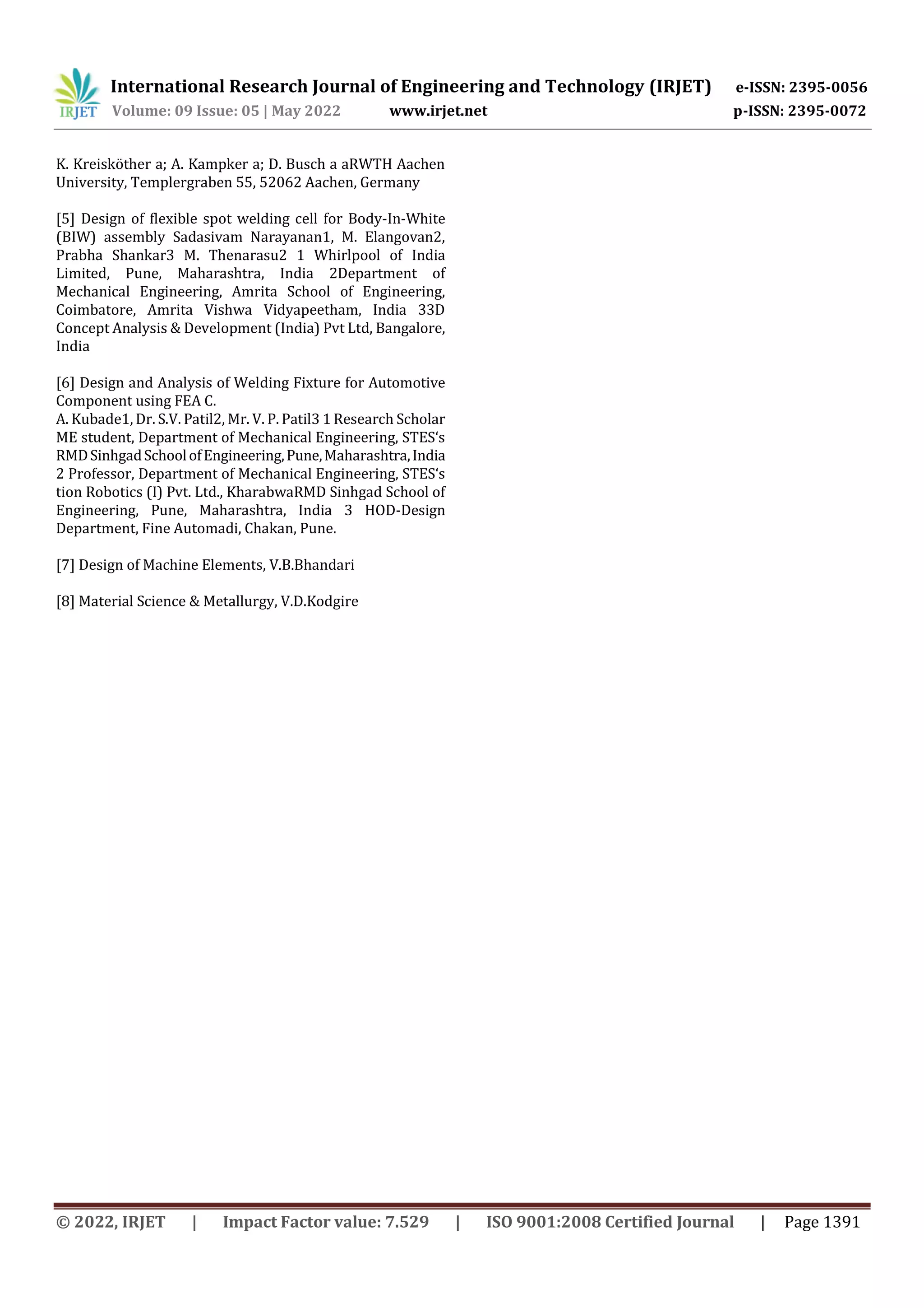 Design, Analysis and Simulation of Body in White (BIW) Fixture | PDF