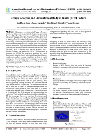 Design, Analysis and Simulation of Body in White (BIW) Fixture | PDF