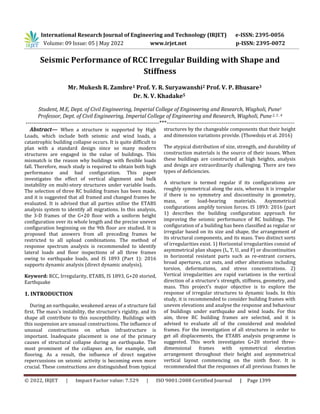 Seismic Performance of RCC Irregular Building with Shape and Stiffness | PDF