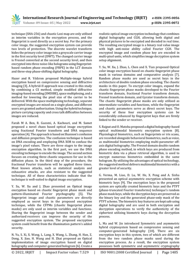 A REVIEW PAPER ON THE OPTICAL ENCRYPTION AND DECRYPTION TECHNOLOGY | PDF