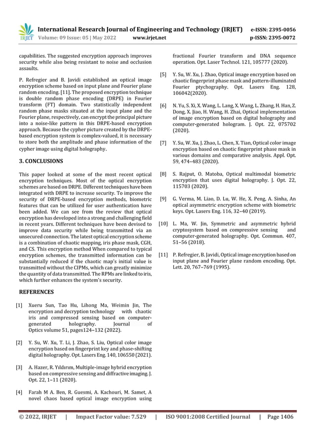 A REVIEW PAPER ON THE OPTICAL ENCRYPTION AND DECRYPTION TECHNOLOGY | PDF