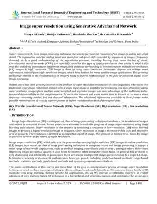 Image super resolution using Generative Adversarial Network. | PDF