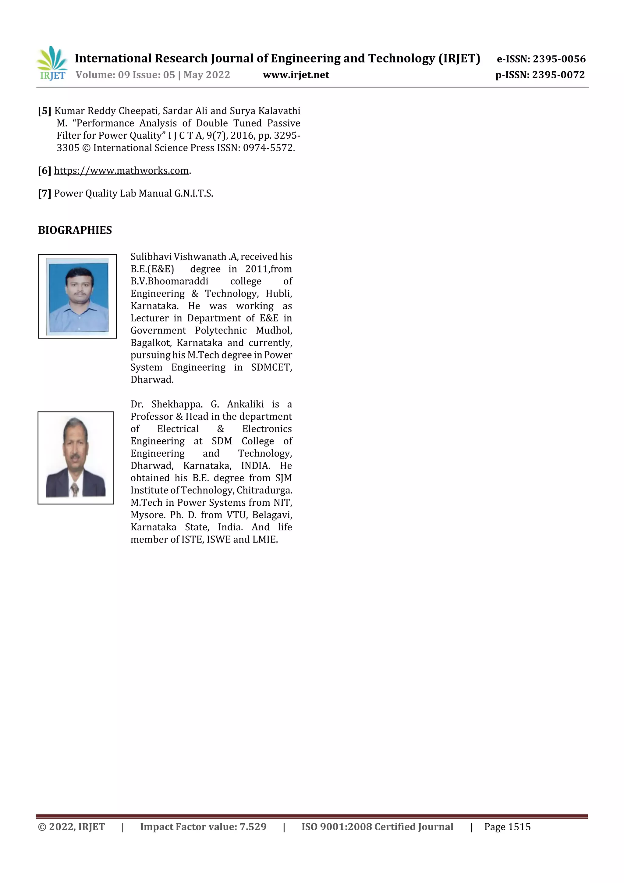 Harmonic Analysis of Non-Linear Loads in Distribution System and Mitigation Using Passive ...