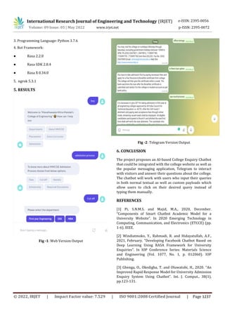 AI and Web-Based Interactive College Enquiry Chatbot | PDF | Computer Software and Applications ...
