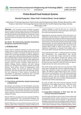 Vision Based Food Analysis System | PDF