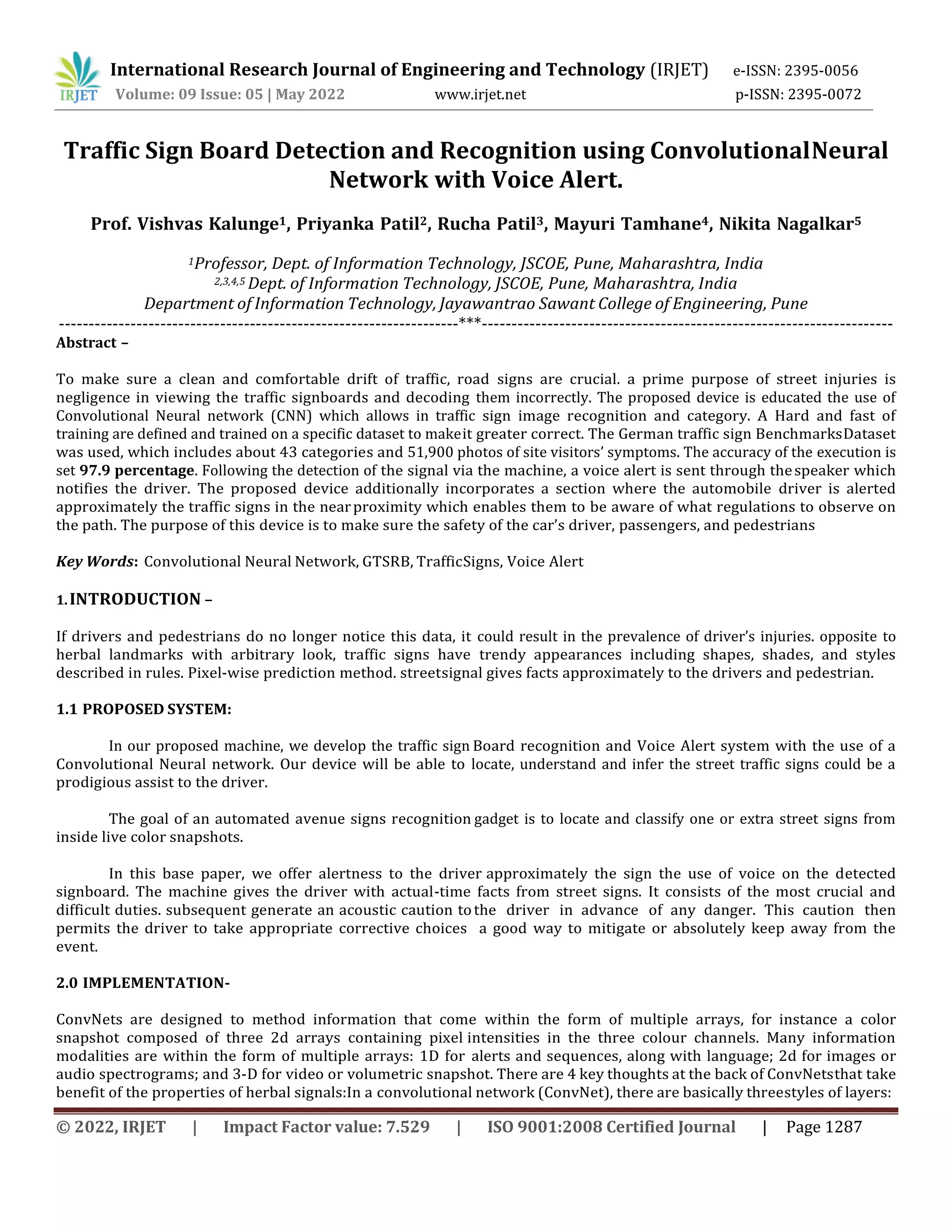 Traffic Sign Board Detection And Recognition Using Convolutional Neural Network With Voice Alert